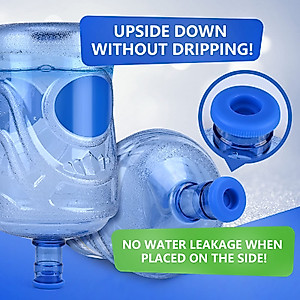 Kinggrand Kitchen 5 Gallon Water Jug Cap Matches Water Bottle Dispenser 4 Pack Reusable Water Bottle Cap Silicone No Spill Top Lid Cover Fits 55mm Bottles