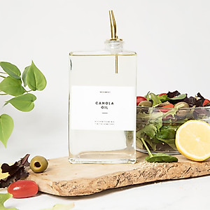 Molimoli Olive Oil Dispenser for Kitchen, Oil and Vinegar Dispenser Set, Glass Olive Oil Dispenser Bottle, Soy sauce dispenser, coffee syrup bottles | Set of 2 - Gold Oil Dispenser