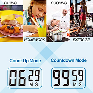 Betus Digital Kitchen Timer - Big Digits, Simple Operation and Loud Alarm - Magnetic Backing or Table Stand - Stopwatch Count Up and Down for Cooking Baking Sports Games Office