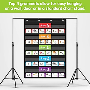 EAMAY Standard Pocket Charts, Clear 10 Pocket Chart for Teacher Lessons in a Classroom or Home Use – Fits Standard 3” Sentence Strips and Word Cards, Black