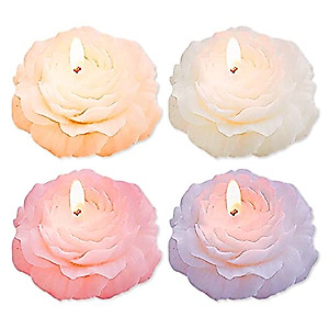 BelugaDesign Peony Rose Candles | Cute Aesthetic Scented Flower Shape Pastel Pink White Purple | Kawaii Soy Wax for Women Gift Set Bundle 4 Pack