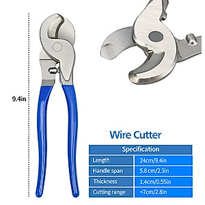 Cable Lug Crimping Tool with 170pcs Copper Wire Lugs and 210pcs Heat Shrinkable Tube, Wire Crimping Tool for AWG 10-1/0 Electrical Lug Crimper, with Cable Cutter