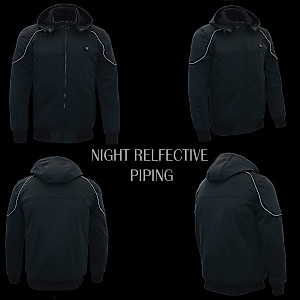 Nexgen Heat MPM1761SET Men’s Black 'Heated' Soft Shell Racing Style Motorcycle Heated Jacket for Riding w/Battery - Large