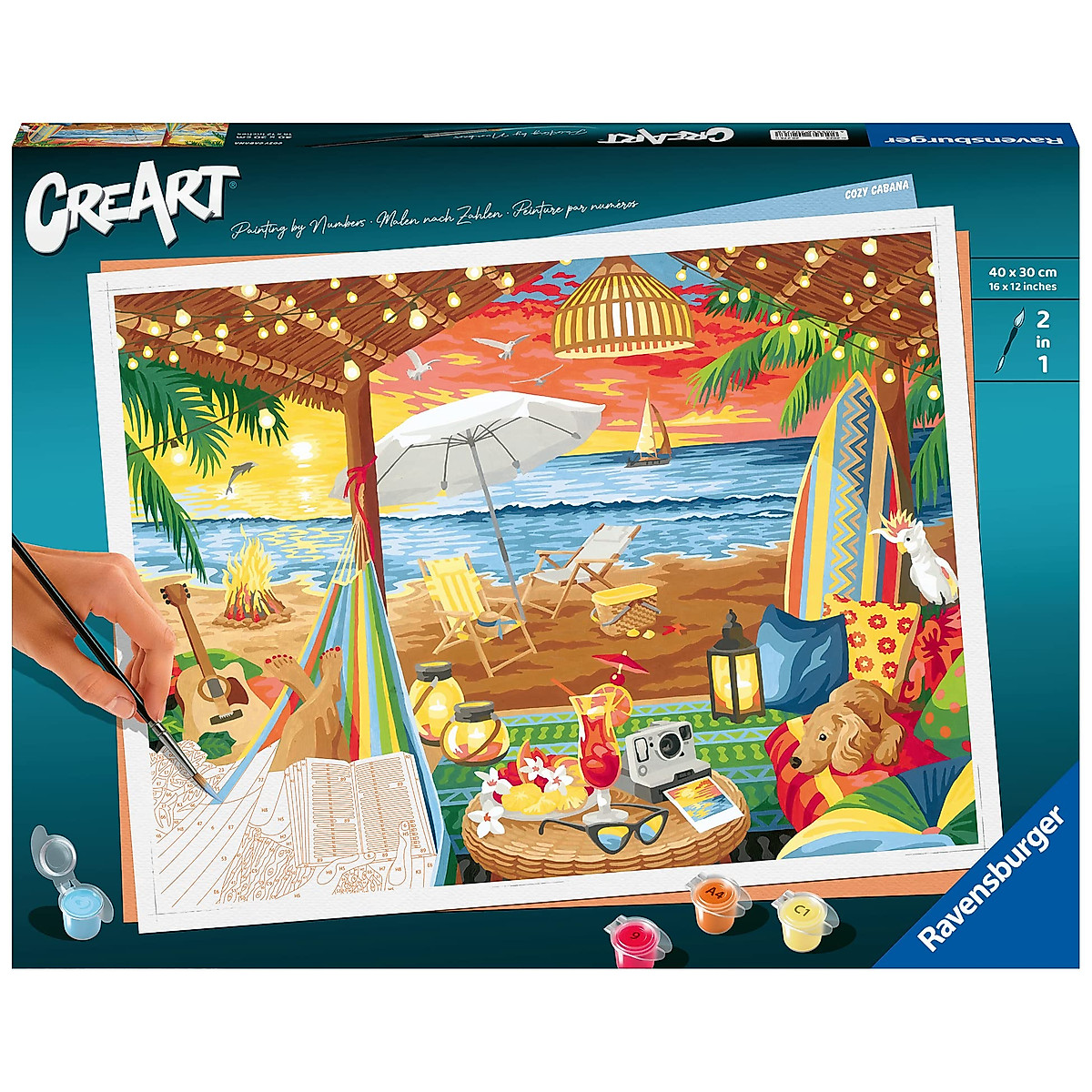 Ravensburger CreArt Cozy Cabana Paint by Numbers Kit for Adults - Painting Arts and Crafts for Ages 14 and Up