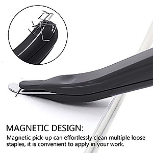 ZZTX 2 PCS Professional Magnetic Staple Remover Puller Rubberized Staples Remover Staple Removal Tool for School Office Home (Black)