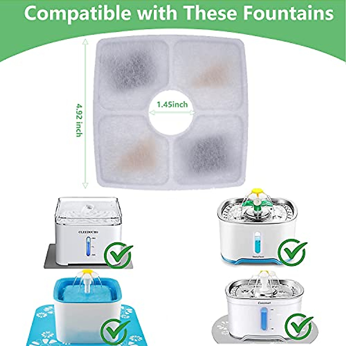 ITidyHome 12 Pack Cat Water Fountain Filters of Pet Fountain Replacement Filter, for Most 84oz/2.5L Automatic Pet Cat Dog Water Fountain Dispenser