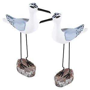 Milisten 2pcs Wooden Seagull Figurine Nautical Decorations Desktop Ornaments Rustic Vintage Sea Bird Sculpture Mediterranean Coastal Beach Home Art Holiday White