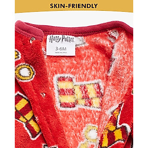 Harry Potter Baby Girls Long-Sleeve Plush Polar Fleece Bodysuit Pajamas - Baby Girl Clothes Prints (Red/White/Yellow, 0-3 Months)