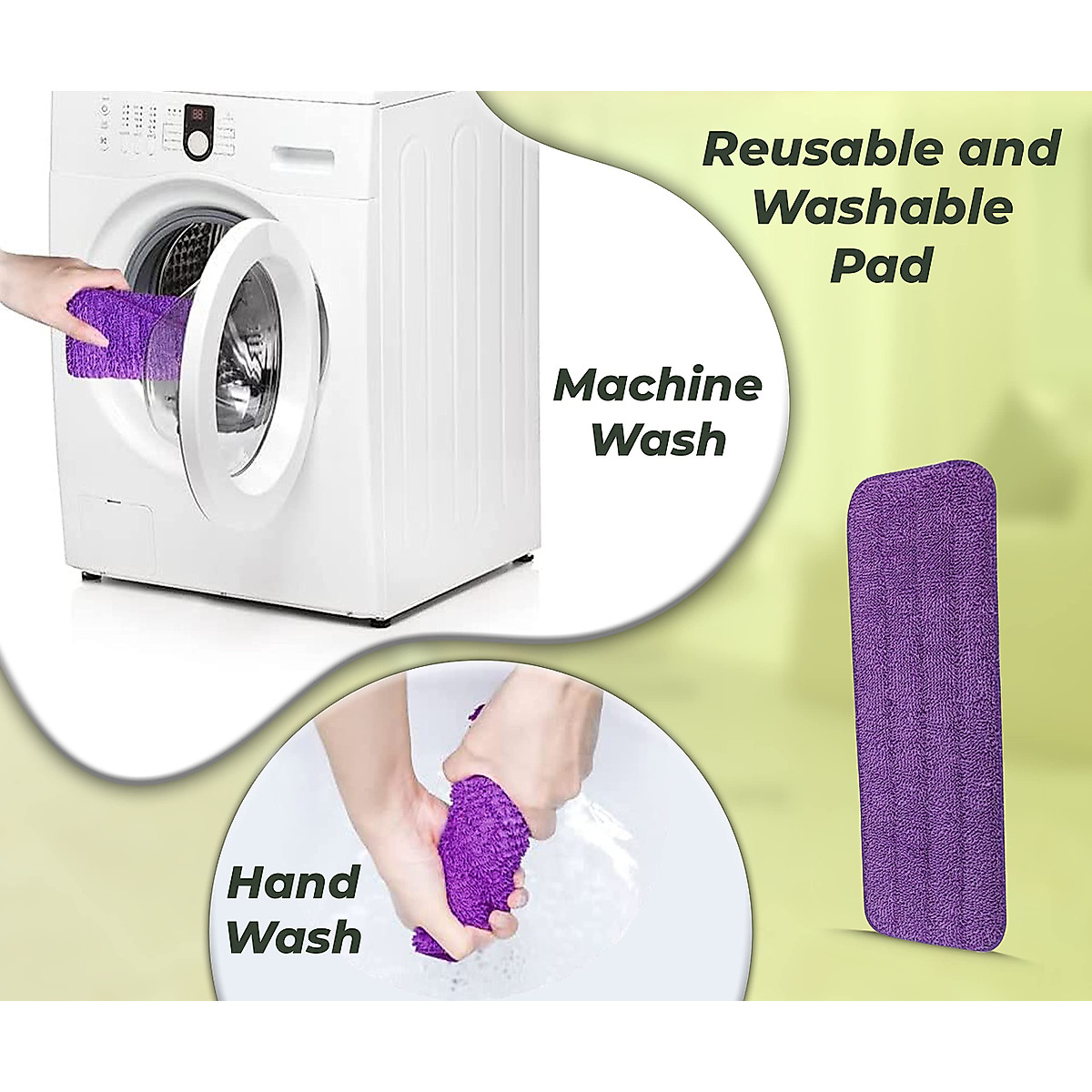 ARSUK Spray Mop Refill Pads Microfiber Replacement Heads Premium Wet/Dry Flat Mop Floor Cleaning Machine Washable Reusable 16 x 5.5 inches ( 3 Pack Purple)