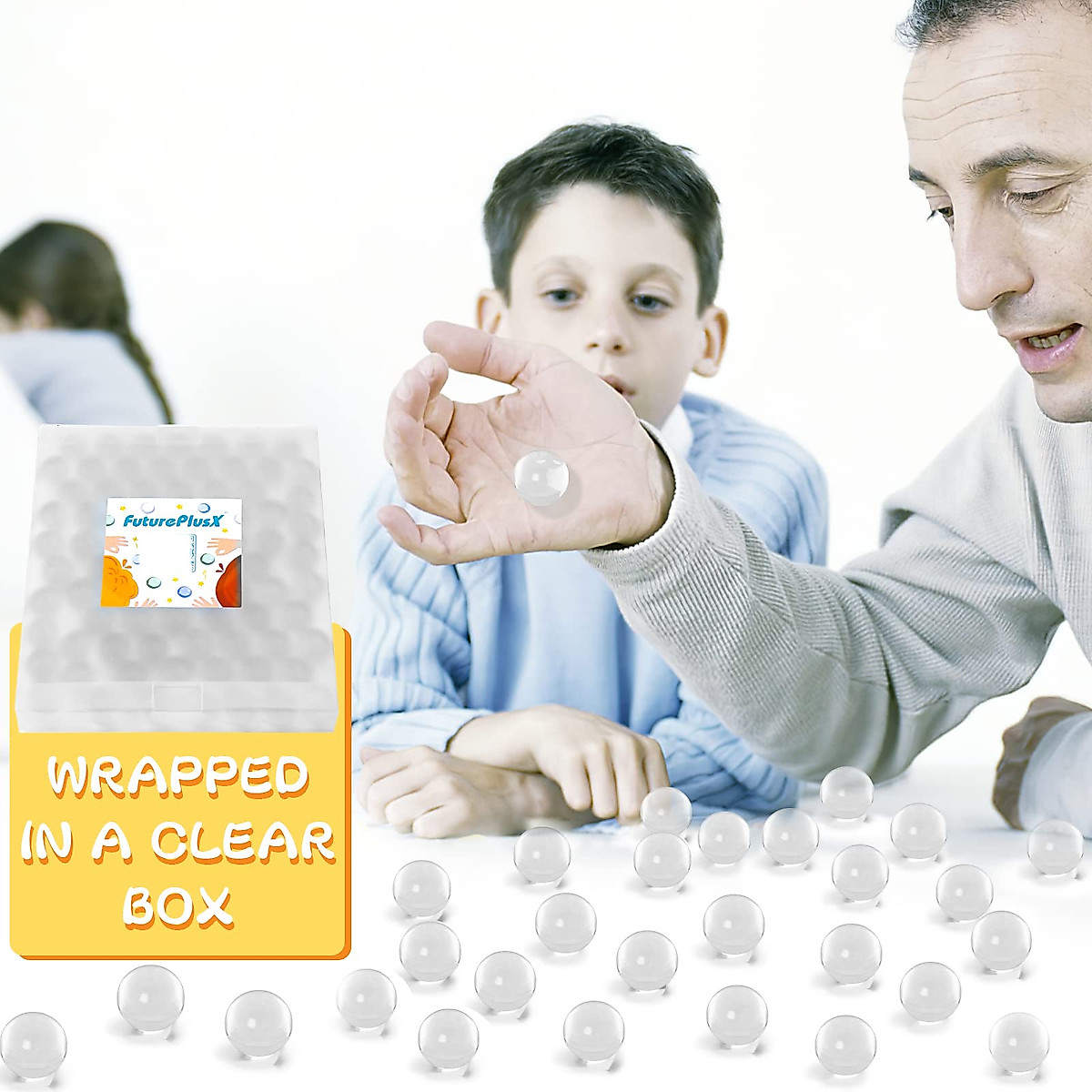 FUTUREPLUSX Clear Glass Marbles, 1LB Round Marble Beads Transparent Vase Fillers Decorative Glass Gem Pebbles for Decoration Collectibles Marble Games