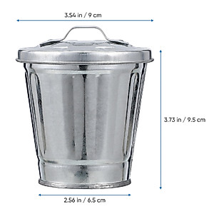 NUOBESTY 1pc Mini Trash Can Cover Bucket Kitchen Compost Bin Rubbish Garbage Holder Bucket with Lid Trash Bin Candy Favor Pail Pen Mini Plant Pots Storage Pot Car Office Metal Old Fashioned