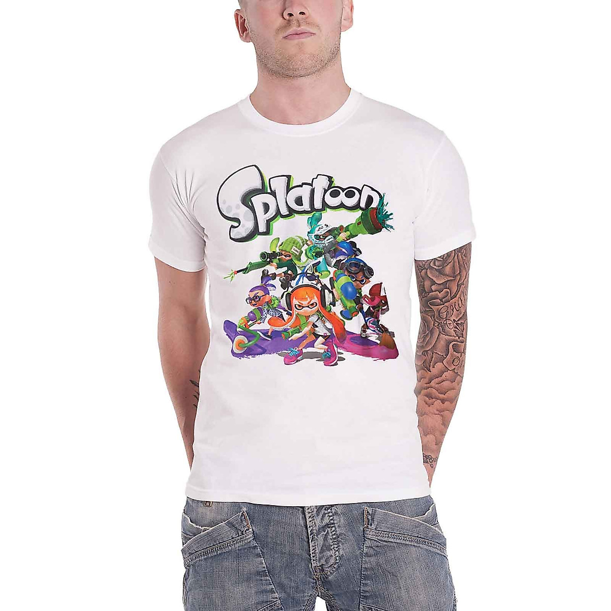 Nintendo T Shirt Splatoon Squid Party Character Logo Official Mens White