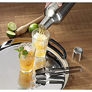 WMF Cromargan 5pc Stainless Steel/Beech Wood “Matrjoshka” bar Gift Set (Jigger, Tongs, Sieve, Pestle, Measure), Dishwasher Safe