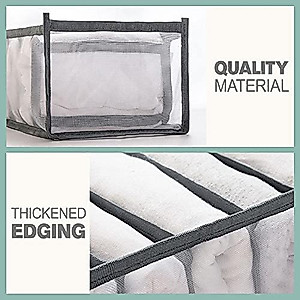 Wardrobe Clothes Organizer（2PCS）- Washable Drawer Dividers for Clothes - Pants, Jeans, T Shirt Organizer for Drawer - Folded Closet Organizers, Mesh Clothes Storage Organizer (GRAY, 1PC-Large)