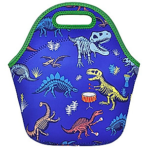 Fossils Dinosaur Lunch Bag - Neoprene Insulated Lunch Box for Boys Kids School Picnic Outdoor Lunch Handbag Waterproof Reusable Lunch Tote Bag Cooler Warm Pouch