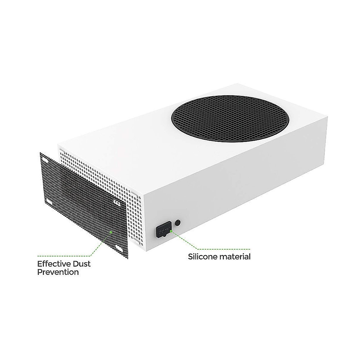 ECHZOVE Dust Plugs Compatible with Xbox Series S, Dust Filter Kit Compatible with Xbox Series S, Include 7 Silicone Series S Dust Protector and 4 PVC Series S Mesh Filter Covers