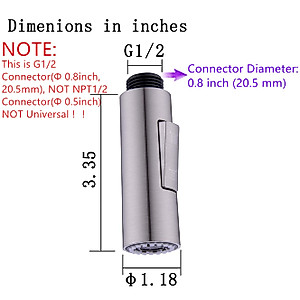 GORDEE Pull Down Spray Head for Kitchen Faucet, Column Shape 2-Function Kitchen Bathroom Sink Faucet Replacement Head, 1.8 GPM 0.8 inch Connector(MALE), General US Standard, Brushed Nickel Silver