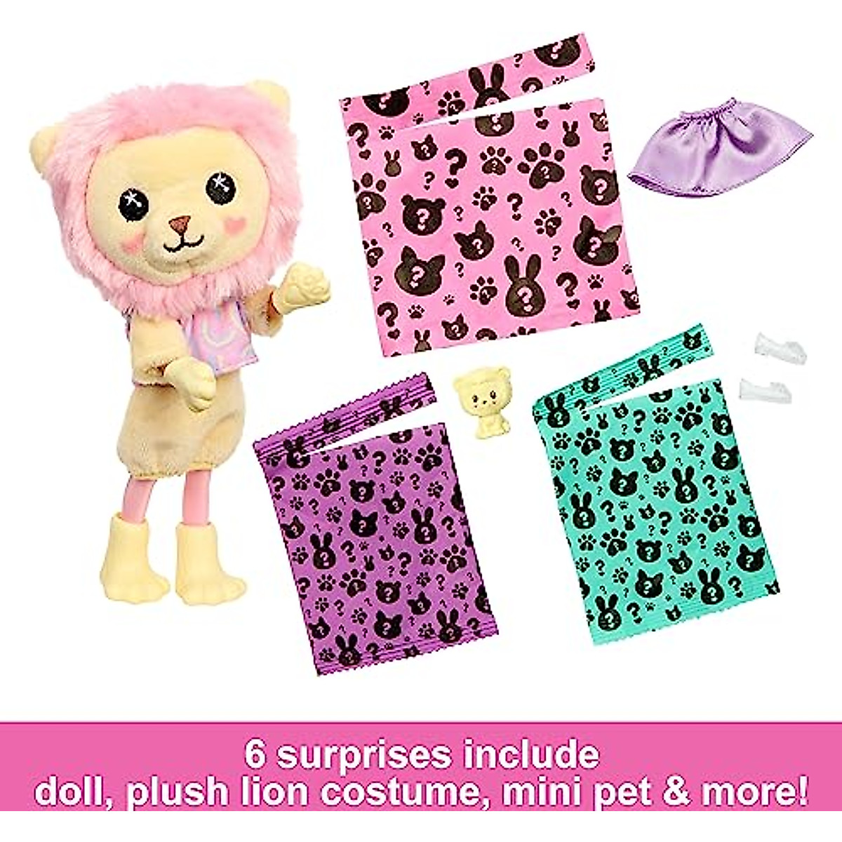 Barbie Cutie Reveal Chelsea Doll & Accessories, Lion Plush Costume & 6 Surprises Including Color Change, Cozy Cute Tees Series