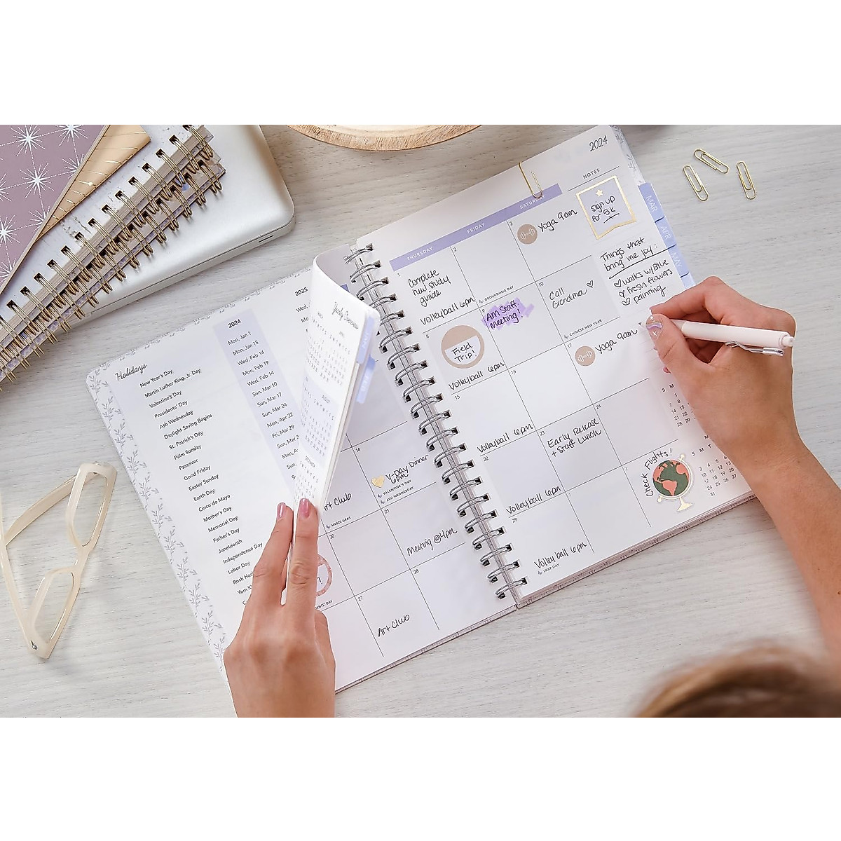 Southworth Planner (January 2024-December 2024), 8.5" x 11", Soft Butterfly, Premium 28#/105 gsm Paper, Large Twin Wire (91042)