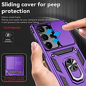 ONOLA Case with Kickstand and Slide Camera Cover [Military-Grade] Full Body Drop Tested Protective Cover for Samsung Galaxy S23 Ultra (2023) (Purple)