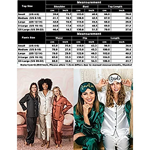 Pjmlifecoco Women's Silk Pjs Set Satin Long Pajamas Top and Pants 2 Pieces Sleepwear with Pockets White