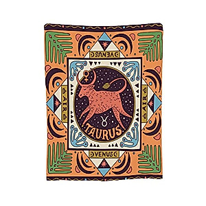 Taurus Zodiac Sign The12 Signs of The Zodiac Fleece Blanket Throw Blanket, Ultra-Soft Cozy Micro Fleece Blanket for Sofa, Couch, Bed, Camping, Travel, & Car Use-All Seasons Suitable 50"X40"