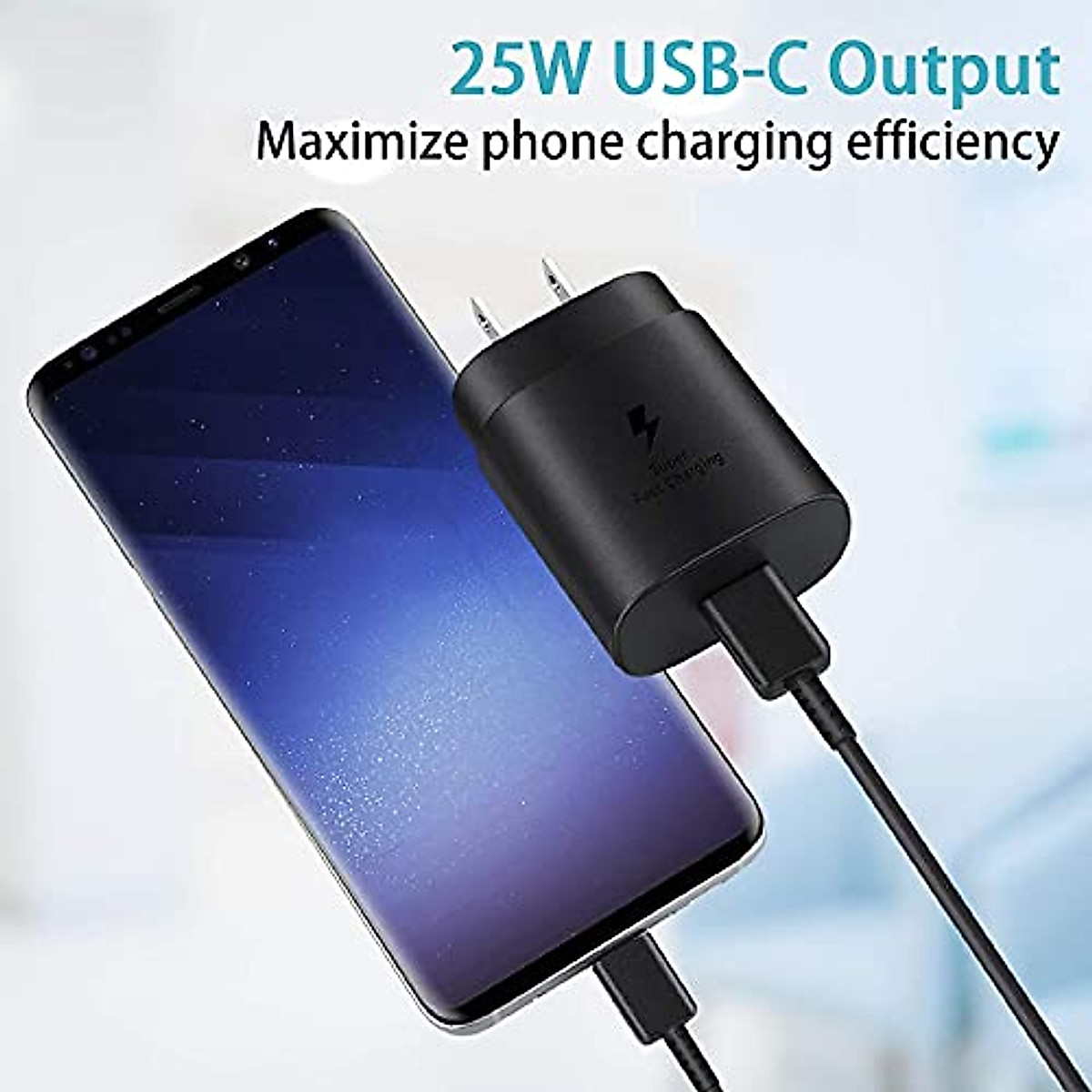 Samsung Super Fast Charging,25W USB C Wall Charger Block with 5FT Type C Cable for Samsung Galaxy S22/S22+/S22Ultra/S21/S21+/S20/S20+/S10/S10 Plus/S10e/S9/S9 Plus/S8 Plus/Note 20/Note 10/Note 9/Note 8