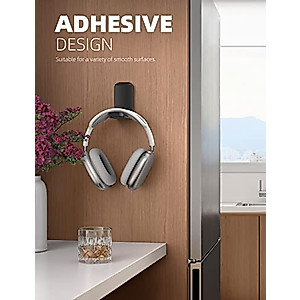 Lamicall Headphone Stand, Sticky Headset Hanger - Adhesive Headphone Holder Hook Mount, Headset Stand Holder Clip Under Desk, Earphone Clamp for Airpods Max, HyperX, Sennheiser, Black