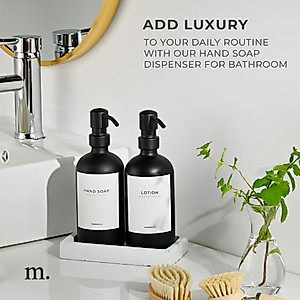 MaisoNovo Soap Dispenser 3-Piece Set | 16.9oz Black Bottles with Black Stainless Steel Pumps