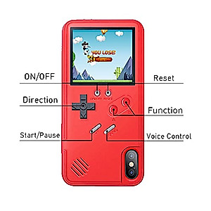 Handheld Game Console Case for Galaxy S21, Samsung S21 Gaming Case with 36 Built-in Games, Color Display Gamboy Case for S21 Red