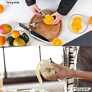 Numola 6 Pieces Black Professional Chef Knife Set, BBQ Meat Knives for Cooking, Forged Kitchen Knife with High Carbon Stainless Steel Cutlery Ergonomic Design Handle with Gift Box for Couples