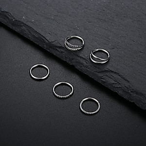 CASSIECA 5Pcs 16G Surgical Steel Nose Rings Hoop for Women CZ Clicker Hinged Septum Ring Lip Helix Cartilage Double Hoop Earring Daith Rook Conch Body Piercing Jewelry for Women 8mm