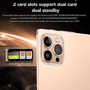 10.1 Inch Tablet for Android11, 4G Network Phone Call, 5G 2.4G WiFi Tablet PC, Octa Core 6G RAM 128G ROM, 8000mAh Battery, with Dual SIM Card Slot, Gifts for Kids (Gold)