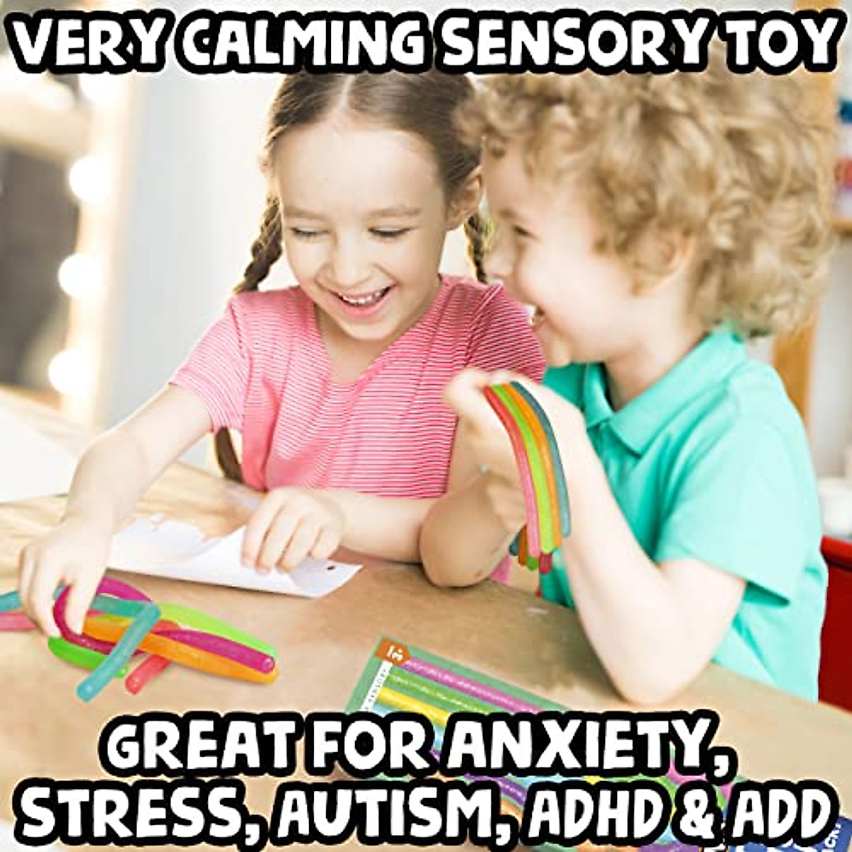 BUNMO Glitter Stretchy Strings 6pk | Perfect Sensory Toys for Anxiety & Stress | Focus & Stimulation | Great Kids Party Favors | Easter Gifts for Kids | Easter Basket Stuffers for Girls