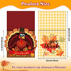 36 Pieces Thanksgiving Utensil Cutlery Holders Cutlery Wraps Bag with Maple Leaf and Turkey Give Thanks Cutlery Pouch Holder Silverware Pouch Bags for Fall Harvest Party Supplies Thanksgiving Decor
