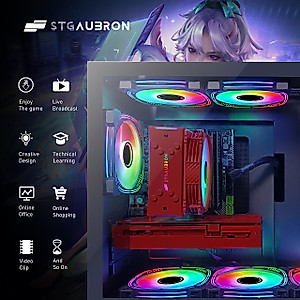 STGAubron Gaming Desktop PC,Intel Core i7-11700KF up to 5.0G,32G DDR4,2T SSD,GeForce RTX 3060 12G GDDR6,600M WiFi,BT 5.0,RGB Fan x 6,RGB Keyboard&Mouse,RGB Mouse Pad,W11H64