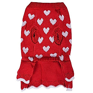 Puppy Dog Sweater Dress Valentine's Christmas Girl Red Winter Warm Dog Princess Dress Knitwear Pet Sweater XL