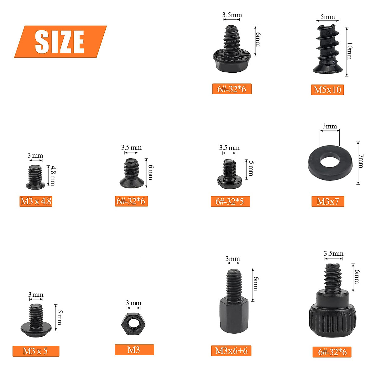 HELIFOUNER 450 Pieces Computer Standoffs Screws Assortment Kit for 2.5" SSD, Hard Drive, Computer Case, Motherboard, Fan Power Graphics with Screwdriver, Black