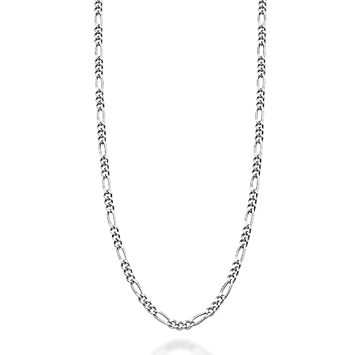 Miabella Solid 925 Sterling Silver Italian 2.3mm Diamond-Cut Figaro Link Chain Necklace for Women Men, Made in Italy (Length 20 Inches)