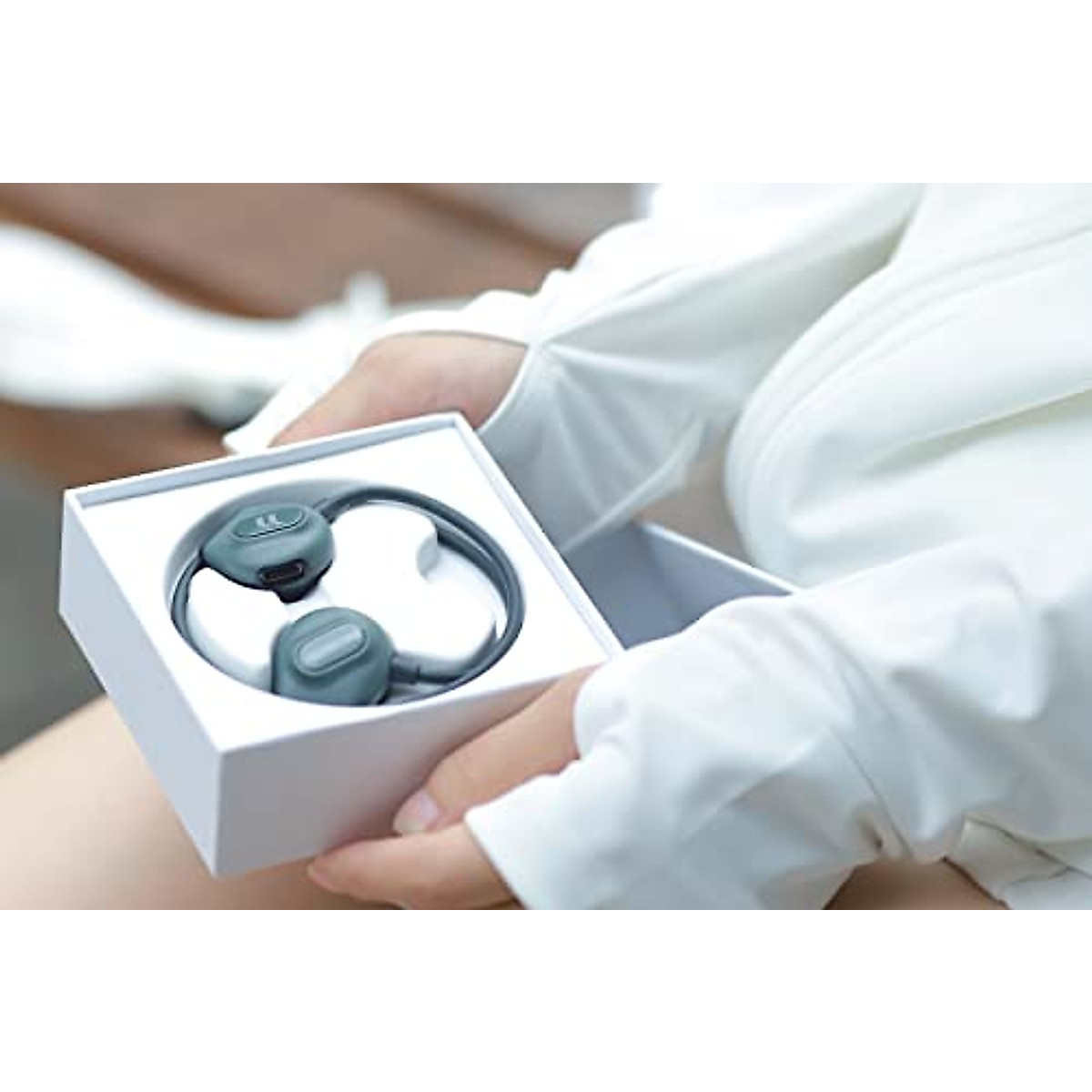 UlLife Me-300S: Lightest Foldable Bone Conduction Headphones, Waterproof Open-Ear Bluetooth Sport Headphones, Wireless Earphones for Workouts and Running, Built-in Mic, with Ear Hooks (Red)