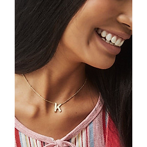 Kendra Scott Letter K Pendant Necklace for Women, Fashion Jewelry, 14k Gold-Plated Brass, Gold Metal, Letter K