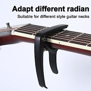 AODSK Capo for Electric Guitar Acoustic Guitar String Steel Ukulele Capo Metal Material Black with 3 pick