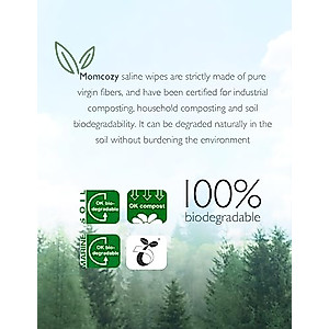 Baby Wipes, Momcozy Saline Nose and Face Baby Wipes, Made Only With Natural Saline, Mild and Non-irritating, 100% Biodegradable, Unscented & Hypoallergenic for Sensitive Skin, Portable, 180 Count (Packs of 6)