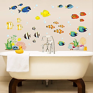 DECOWALL DWL-1811N Coral Reef Fish Kids Wall Stickers Wall Decals Peel and Stick Removable Wall Stickers for Kids Nursery Bedroom Living Room décor