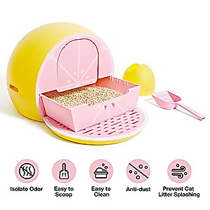 VETRESKA Covered Cat Litter Box, Enclosed Large Cat Litter Box Top Entry Kitty Litter Box with Lid Litter Scoop, Sifting Hooded Kitten Litter Box Drawer Cat Toilet, Perfect for Medium and Large Cats