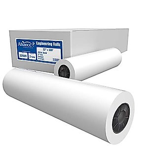 Alliance Wide Format Paper Rolls Bond Engineering (20lb | 2 Rolls, 22 In x 500 Ft | 3" Core)