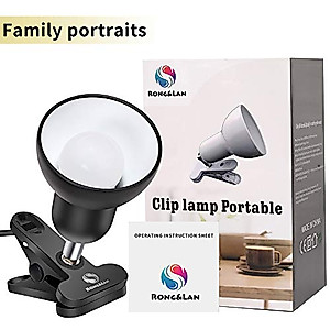 Sun-Rising Clip lamp,360° Rotation Clip on Lamp Portable Book Reading Light,Clamp on Desk/Table/Bunk Bed/Cupboard Home Lighting, (Desk lamp,Seven Colors for Your Choice) Black 2"