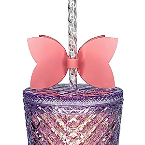 Bow Straw Topper, Silicone Jelly Straw Topper, Handmade (Dusty Pink), 3.5in x 1in x 2in