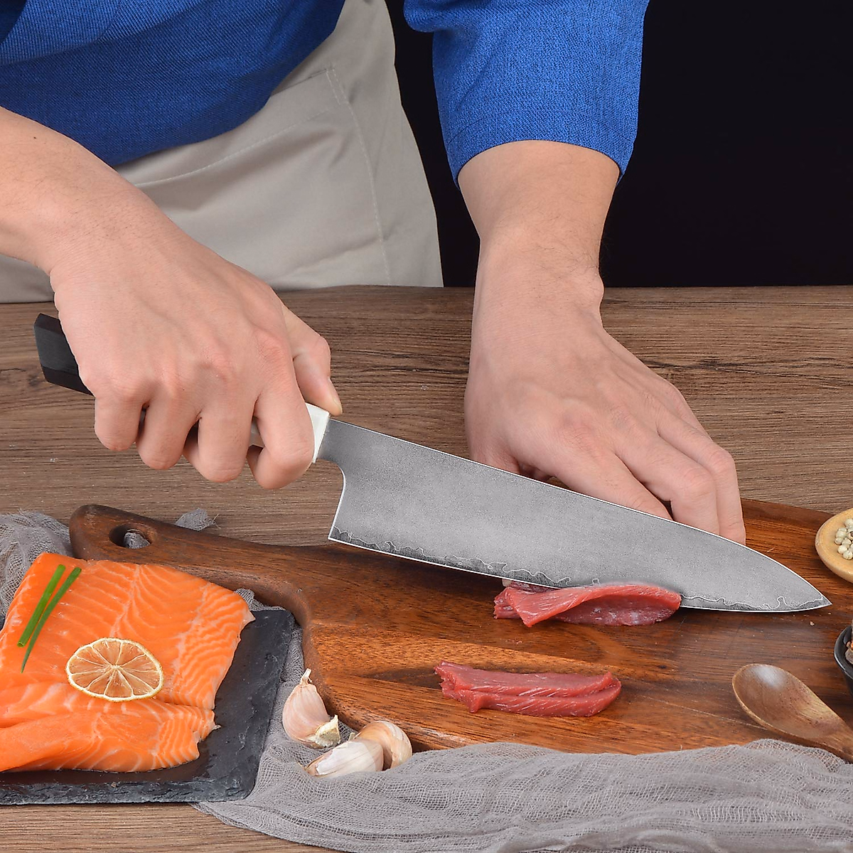 CULITECH Chef Knife, 9.5 inches Extreme Sharp High Carbon Alloy Steel Stainless Knife with G10 Octagonal Handle for Kitchen and Restaurant used