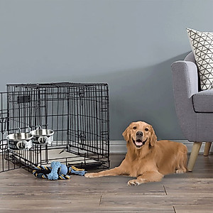 MLCINI Stainless Steel Pet Feeder, 2 Pack Hanging Dog Bowl & Cat Bowl, Non Spill Bunny Feeder with Hook for Crate Cage Kennel, 60 Ounce